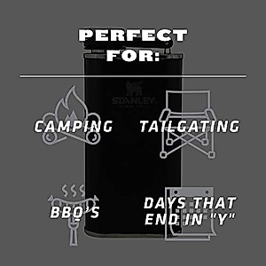 Stanley Classic Flask 8oz with Never-Lose Cap, Wide Mouth Stainless Steel Hip Flask for Easy Filling & Pouring, Insulated BPA-Free Leak-Proof Flask