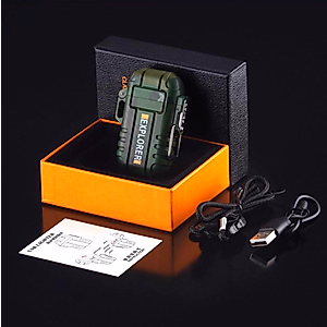 Pack of 2 Dual Arc Plasma Electric Rechargeable Flameless Lighter Waterproof Windproof for Camping, Hiking, Skiing, Outdoor Adventure (Black)