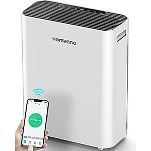 Homvana Smart Air Purifiers for Home Larger Room Bedroom Up to 1096 Sq Ft, H13 True HEPA Washable Filter with Air Quality Indicator (SilentAir Tech), Auto Mode, Remove 99.97% for Pets Allergies Smoker