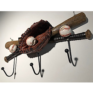 RYAONFKY Baseball Coat Rack Wall Mount with 3 Wall Hooks, Baseball Glove Wall Decor for Boys Room,Entryway,Cloakroom