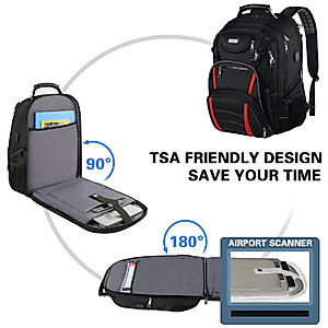 Jiefeike Travel Laptop Backpack, Extra Large Bookbag for Men School College Student Women,Basketball Backpack Fits 17 Inch Computer Notebook with USB Charging Port RFID Anti Theft TSA Approved