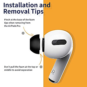 Lanwow Premium Memory Foam Tips for AirPods Pro & AirPods Pro 2. No Silicone Eartips Pain. Anti-Slip Eartips. Fit in The Charging Case, 3 Pairs (S/M/L, Black)