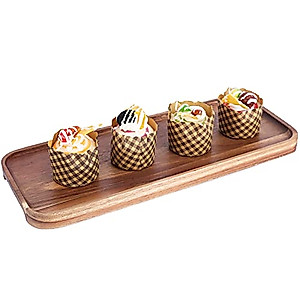 SHENGTIAN Acacia Wood Serving Trays (14 X 5.5 Inches) Rectangular Wooden Serving Platters for Home Decor, Food, Vegetables, Fruit, Charcuterie, Appetizer Serving Tray, Cheese Board (1PCS,13.78in)