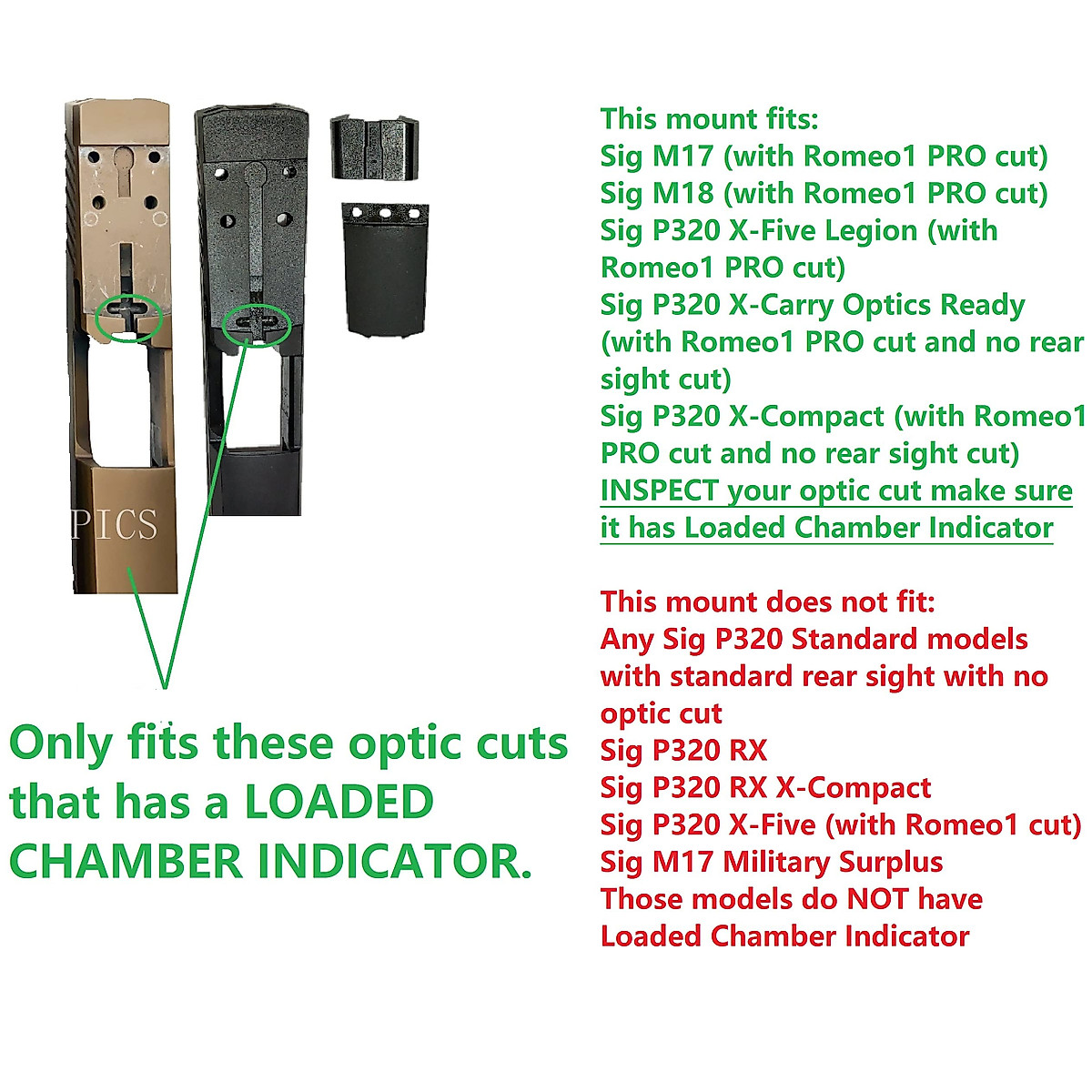 Ade Advanced Optics RD3-006 Green Dot Sight + Optic Mounting Plate for Sig Sauer P320 M17 / M18 Pistol