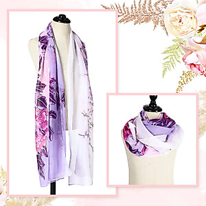 Sureio 6 Pcs Scarves for Women Lightweight Summer Floral Print Pattern Scarf for Women Dressy Long Thin Scarf Shawl(Elegant Style)