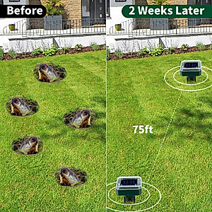 uollukoer Solar Mole Repellent Snake Repellent 2 Pack Outdoor Ultrasonic Gopher Control Spikes Waterproof Sonic Device Ultrasonic Gopher Repellent for Garden & Yard
