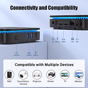 KAMRUI AK1 Plus Mini PC with Windows 11, Intel 12th Alder Lake N95 (Up to 3.4GHz), Mini Desktop Computers 8GB DDR4 256GB SSD Support 4K Display, WiFi/BT 4.2 for Business, Office, Home Server