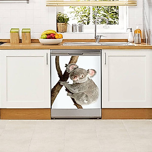 Rustic Farmhouse Dishwasher Magnet Cover Koala Tree Branch Funny Kitchen Decor Cute Animal Magnetic Refrigerator Stickers Decorative Appliance Cover Fridge Panels Metal Door Garage 23x26in