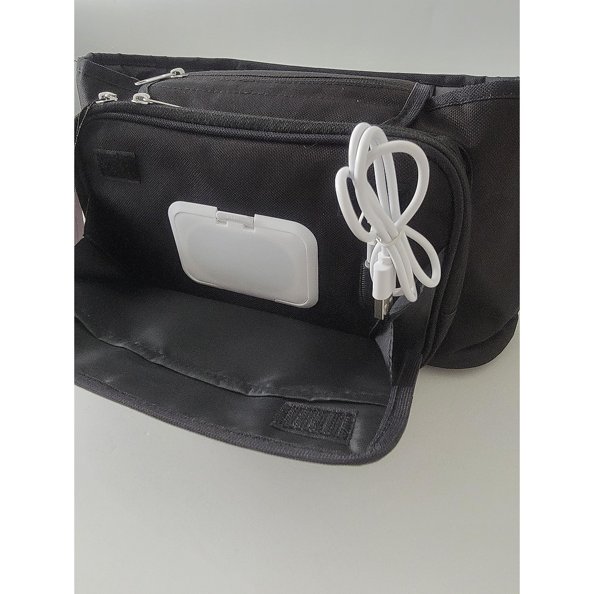 Fullyuse 2 in 1 Stroller Organizer with Wipes Warmer, 2 insulated cup holder, adjustable Non-slip strap, Trash pocket, Magnetic seals, Large capacity for baby essential, durable Waterproof Material