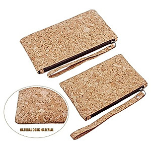 boshiho Natural Cork Clutch Wristlet Wallet Cell Phone Card Holder Coin Purse Bag (2 Size)
