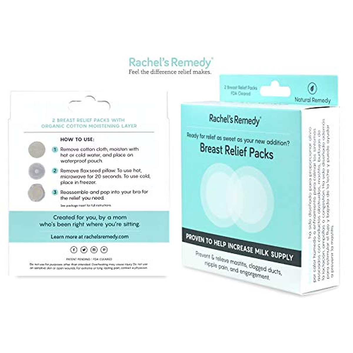 Rachel’s Remedy Breast Relief Packs for Breastfeeding and Nipple Pain, Increase Milk Supply and Treat Clogged Ducts, 2 per Pack