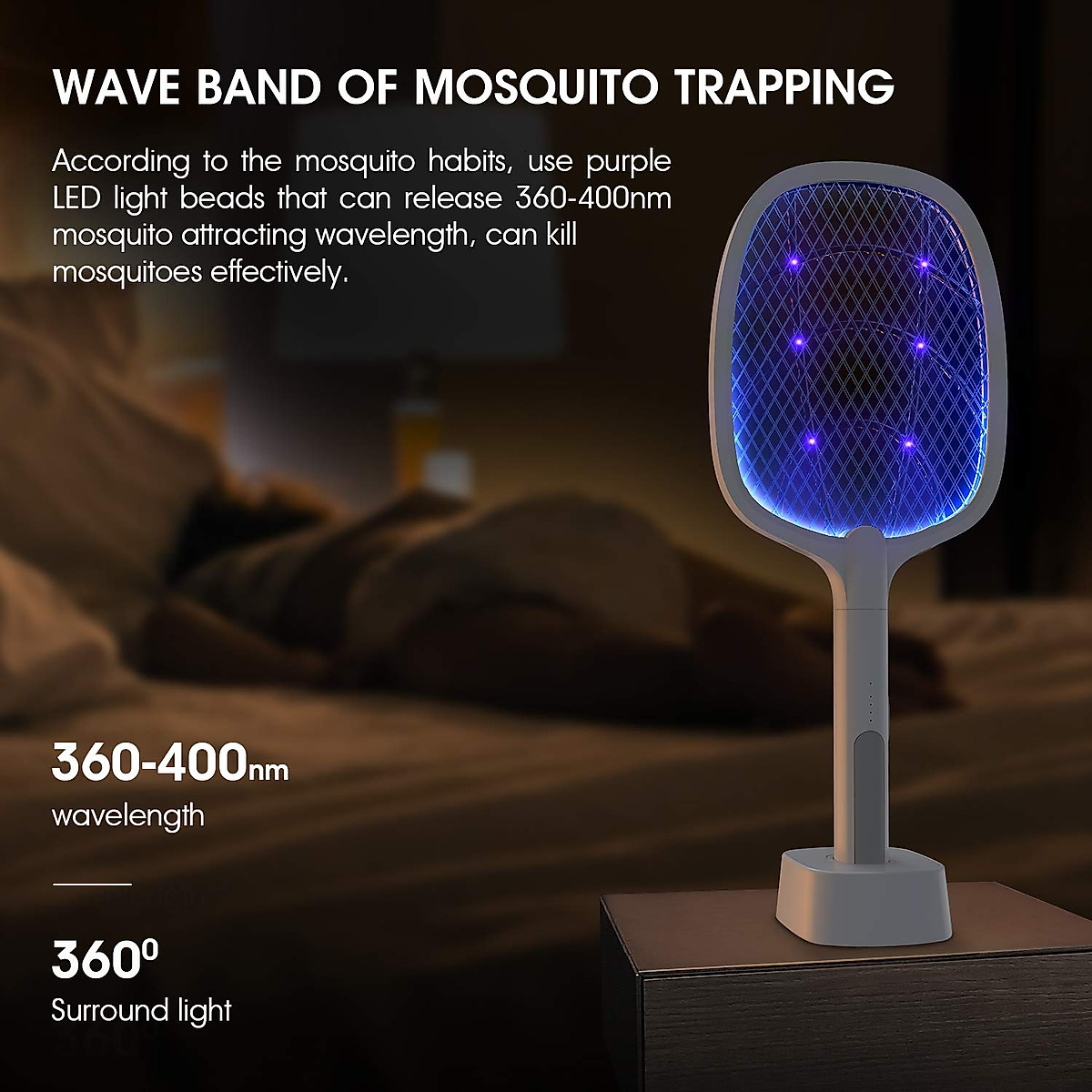 imirror Bug Zapper Racket, 2 in 1 Rechargeable Electric Fly Swatter, Mosquito Swatter for Indoor and Outdoor