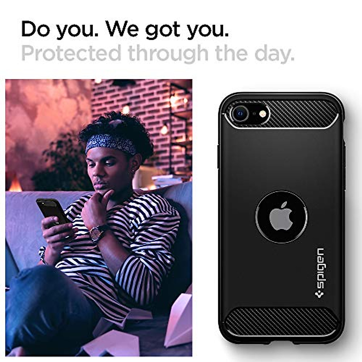 Spigen Rugged Armor Designed for iPhone SE 2022 Case/iPhone SE 3 Case 2022 / iPhone SE 2020 Case/iPhone 8 Case/iPhone 7 Case - Matte Black