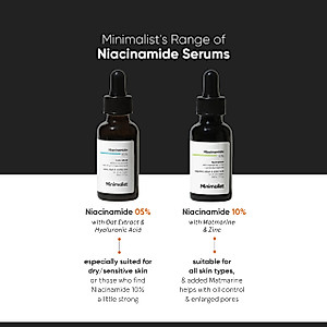Minimalist 10% Niacinamide Face Serum for Acne Control & Oil Balancing with Zinc | Pore Minimizer for Face | Clears Acne Marks & Blemishes for Even Skin Tone | For Women & Men | 1 Fl Oz / 30 ml