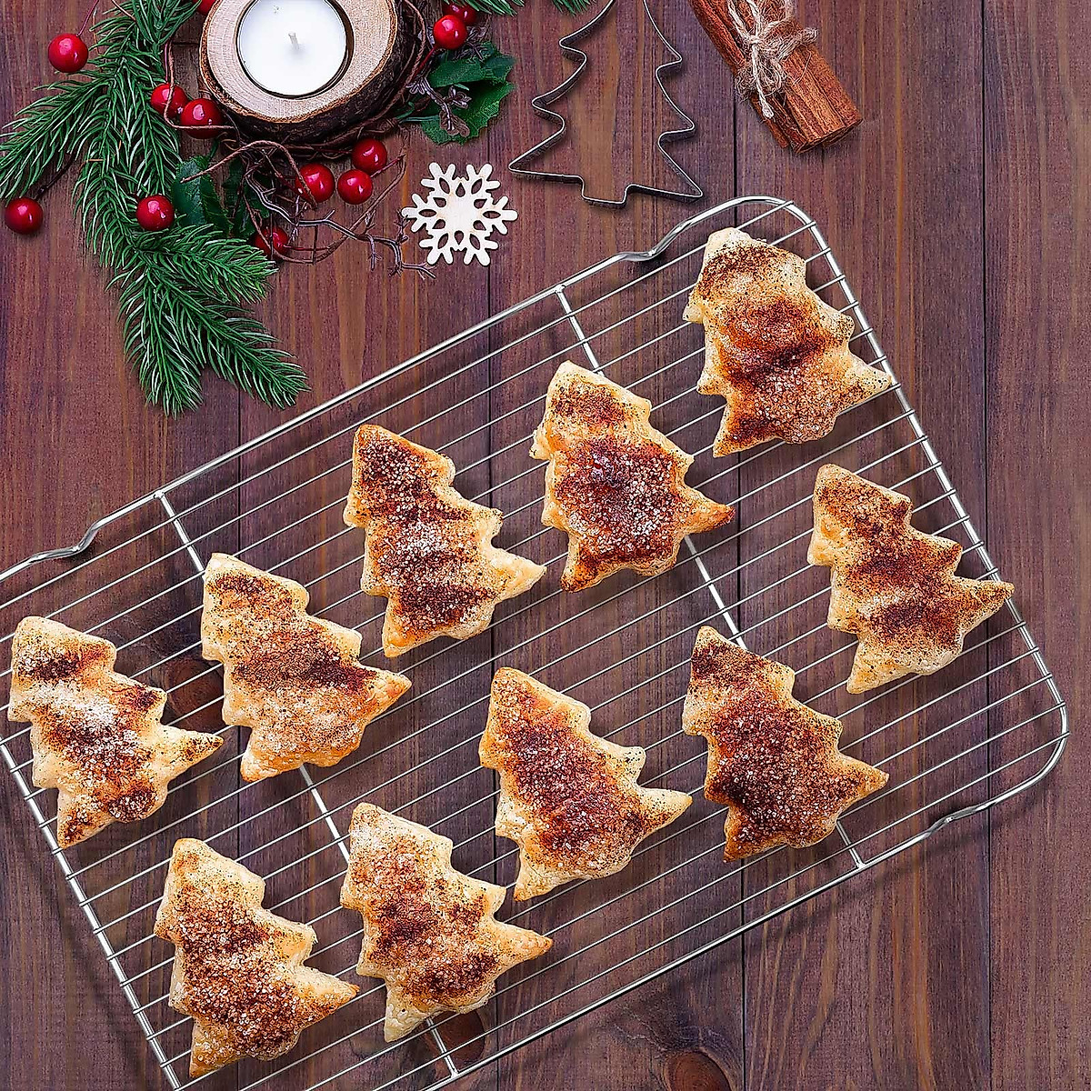 E-far Cookie Sheet with Rack Set, Half Sheet Baking Pan for Oven Cooking, 18”x13” Stainless Steel Rimmed Tray with Wire Cooling Rack for Roasting Broiling Bacon Meat Steak - Dishwasher Safe