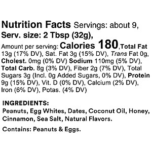 RX Nut Butter Peanut Butter, Protein Snack, Lunch Snacks, Honey Cinnamon (2 Jars)