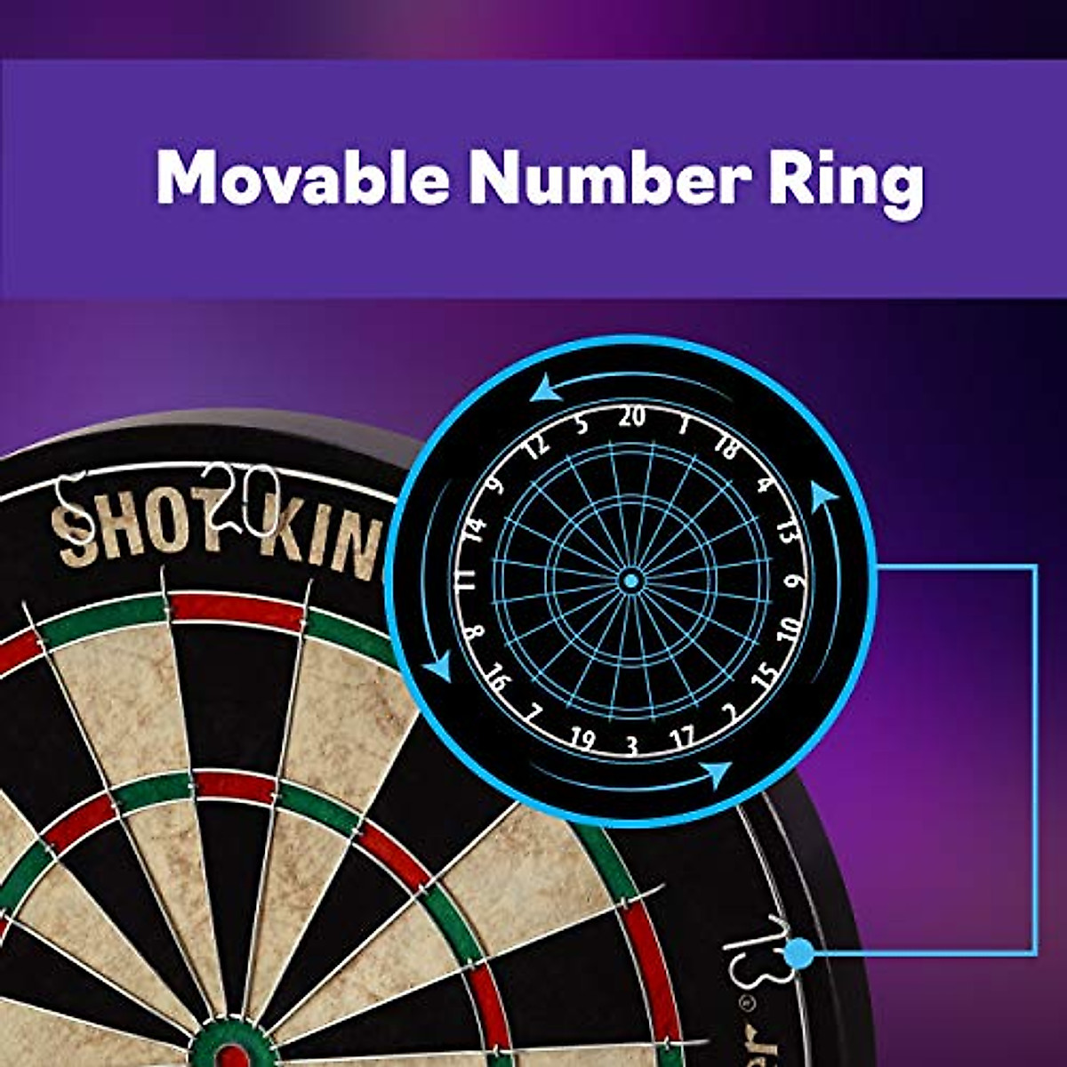 Viper by GLD Products Shot King Regulation Bristle Steel Tip Dartboard Set with Bullseye Metal Radial Spider Wire Compressed Sisal Board with Rotating Number Ring Includes 6 Darts Black