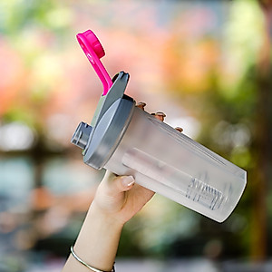 Mr. Pen- Shaker Bottles for Protein Mixes with Twist Cap, 28 oz, Gray & Pink Protein Shaker Bottle with Wire Whisk Ball, Mixer Bottle, Protein Shake Bottles, Protein Bottle, Protein Shake Bottle