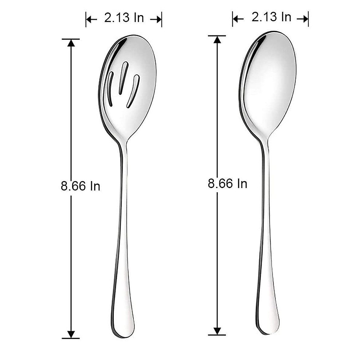 Serving Spoons Set, Oikejias 6 Pack Golden 8.7 Inches Buffet Serving Utensils 3 Mirror Polished Serving Spoons, 3 Slotted Spoons