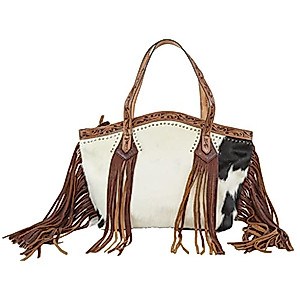 American Darling Tooled Double Strap Tote with Fringe ADBGI159B