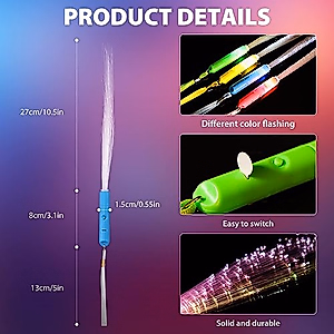 28 Pack Glow Fiber Optic Wands Sparkler Firework Sticks, LED Flashing Light Up Toy for Kids Adults, Glow in The Dark Party Favor Supplies Rave Magic Decoration Bulk Wedding Easter St. Patrick’s Day