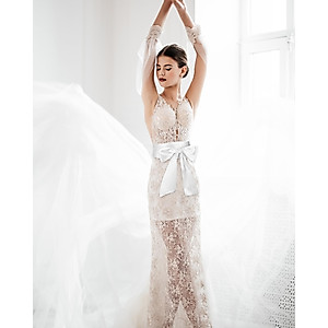 Glitopper Women Satin Waist Belts Dress Sash Waist Belt for Special Occasion Bridal Wedding Prom Formal 3.5'' Wide(White)