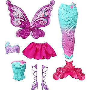 Barbie Doll Fantasy Dress-Up Set with Blonde Fashion Doll, Candy-Inspired Clothes & Accessories like Fairy Wings & Mermaid Tail