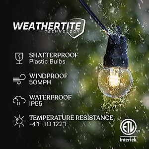 Brightech Ambience Pro - Waterproof Solar LED Outdoor String Lights – 1W Retro Edison Globe Bulbs - 27 Ft Bistro Lights Create Cafe Ambience in Your Yard, Pergola - Soft White