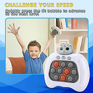 Fast Push Game, Upgraded Pop Fidget Light Up Bubble Handheld Game Toys, Electronic Quick Push Game Fidget Sensory Toys for Autistic Children, Great Birthday for Boys Girls & Teens