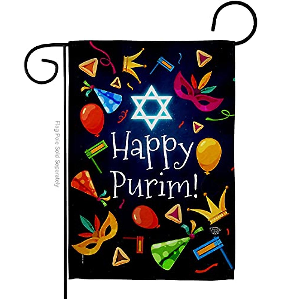 Ornament Collection Happy Purim Garden Flag Celebration House Decoration Banner Small Yard Gift Double-Sided, Made in USA