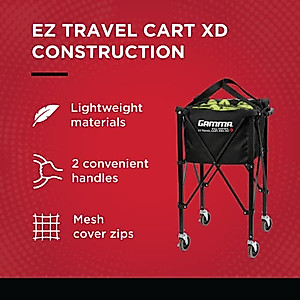 GAMMA Sports EZ Travel Cart Pro, Ball Hopper with Premium Carry Case, Holds 120 Pickleball Balls or 150 Tennis Balls