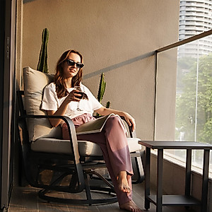 Patio Chairs Swivel Rocker Sets: 3Sets Aluminum Alloy Ensemble with 360° Swivel Rocking Chairs, Rust-Resistant Frame Cushions -Perfect for Backyard, Deck, Porch, and Balcony Decoration(2seat+1table)