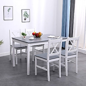 sogesfurniture 5 Piece Kitchen Dining Room Table Sets for 4, Modern Space-Saving Dining Furniture, Pastoral Rectangular Dining Table Furniture Set for Kitchen, Dining Room