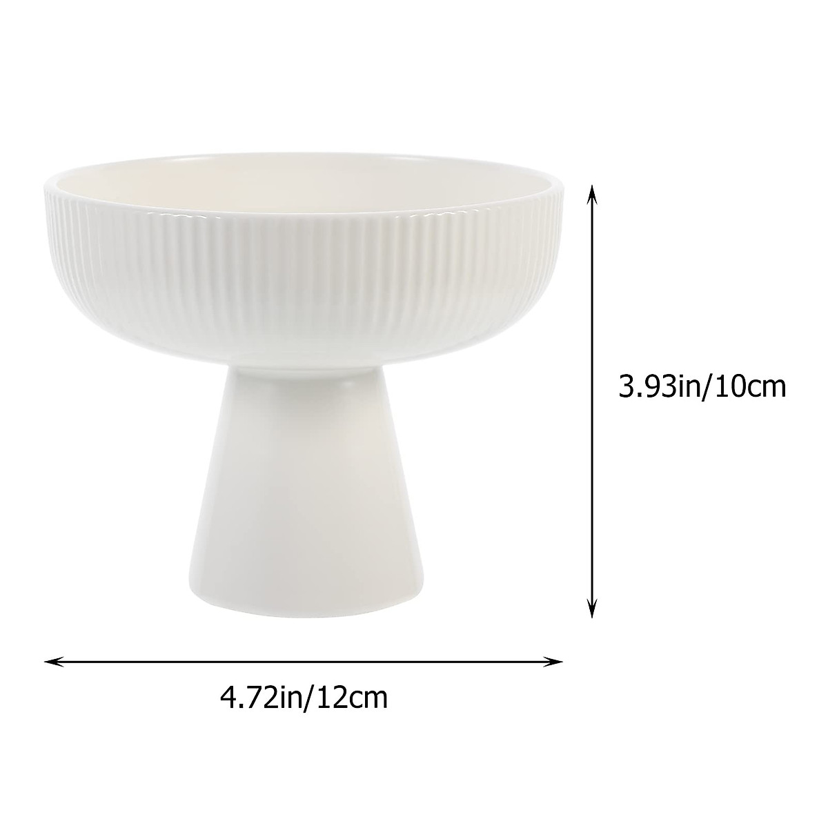 Yardwe Ceramic Footed Bowl Decorative Fruit Holder Dessert Display Stand for Kitchen Counter Centerpiece Table (4.7 Inches in Diameter, White)