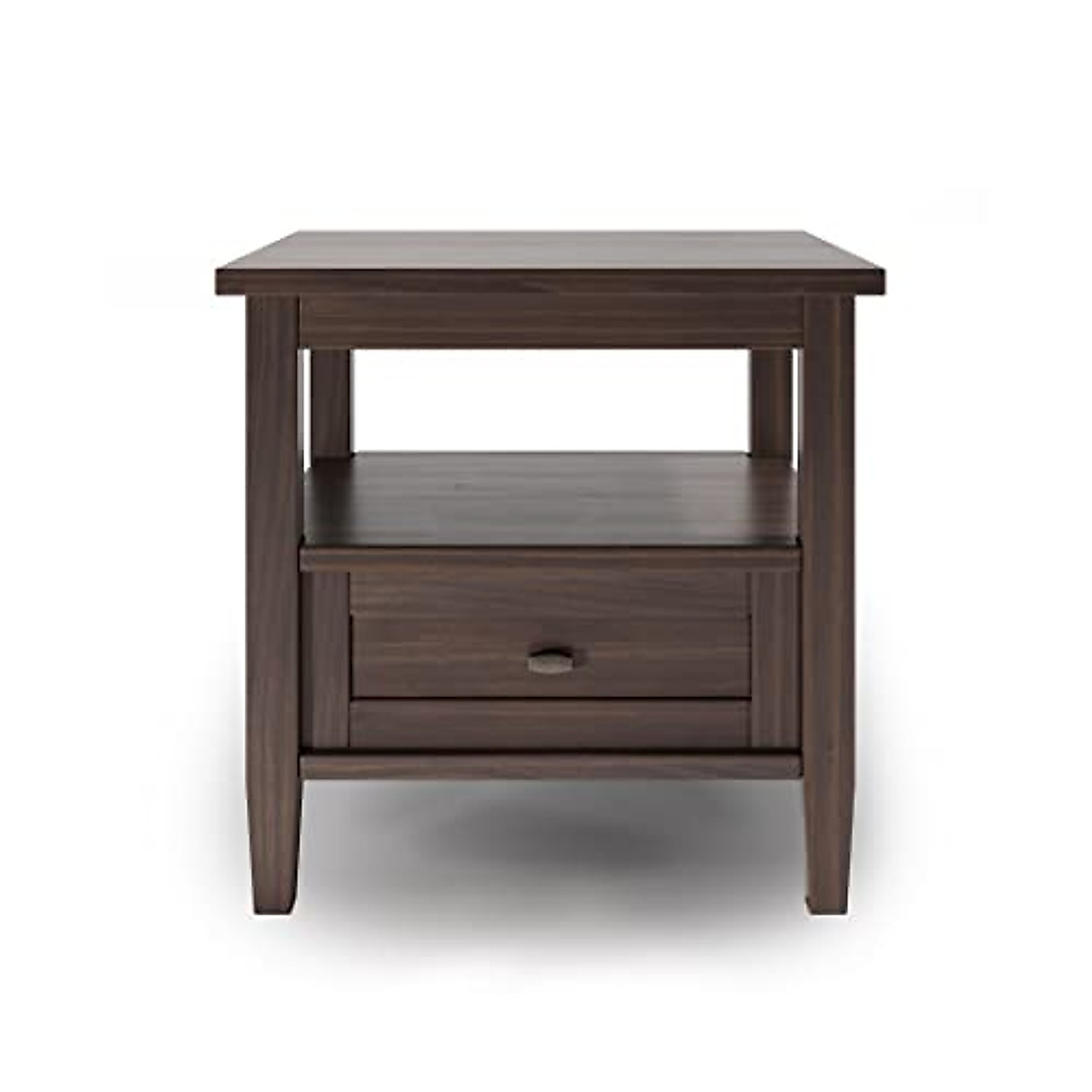 SIMPLIHOME Warm Shaker SOLID WOOD 20 inch Wide Rectangle End Table in Warm Walnut Brown with Storage, 1 Drawer, 1 Shelf, for the Living Room and Bedroom