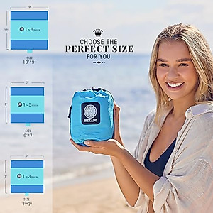 Wekapo Beach Blanket Sandproof, Extra Large Oversized 10'X 9' for 2-8 Adults, Big & Compact Sand Free Mat Quick Drying, Lightweight & Durable with 6 Stakes & 4 Corner Pockets