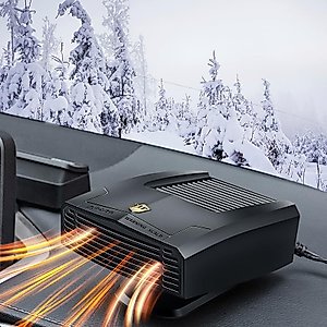 Car Heater, 12V Portable Car Heater That Plugs Into Cigarette Lighter Windshield Defogger Car Defroster 150W Fast Heating & Cooling Fan 2 in 1 Modes Heater for Car 360 Degree Rotary Base