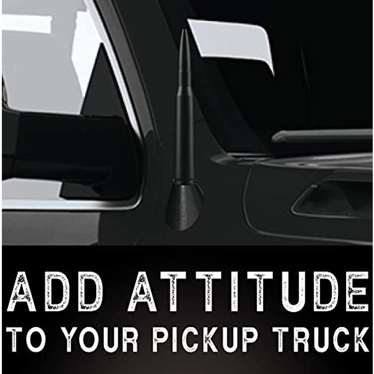 EcoAuto Bullet Antenna Replacement for Dodge RAM & Ford F150 F250 F350 Super Duty Ford Raptor Bronco Trucks - Anti-Theft Design - Short Replacement Antenna 1990 - Current (Matte Black)