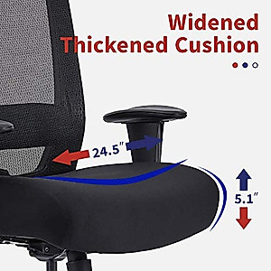 CLATINA Big and Tall Executive Chair Ergonomic with 400lbs High Capacity and Lumbar Support for Home Office Black BIFMA Certification No.5.11 (1)