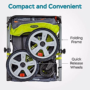 Instep Quick-N-EZ Double Tow Behind Bike Trailer, Converts to Stroller/Jogger, Green