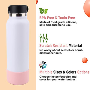 Desing Wish Protective Silicone Boot Compatible with 12oz - 24oz Hydroflask Sport Water Bottles, Non-slip Water Bottle Boot Protector Bottom Silicone Sleeve Cover (Small, Pink)