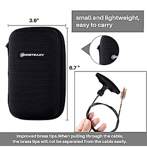 BOOSTEADY Gun Cleaning Kit .17 .22/.223/5.56MM .243 .280 .30 .357/9MM .40 .45 12GA Multi-Caliber Phosphor Bristle Bore Brushes with Flexible Threaded Bore Cleaning Coated Cables in Zippered Case