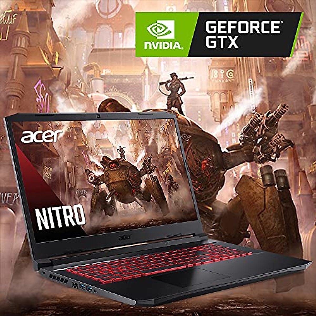 Acer Nitro 5 AN517-41-R7EY Gaming Laptop, AMD Ryzen 5 5600H Hexa-Core Processor | NVIDIA GeForce GTX 1650 | 17.3" FHD IPS Display | 8GB DDR4 | 512GB NVMe SSD | WiFi 6 | Backlit Keyboard