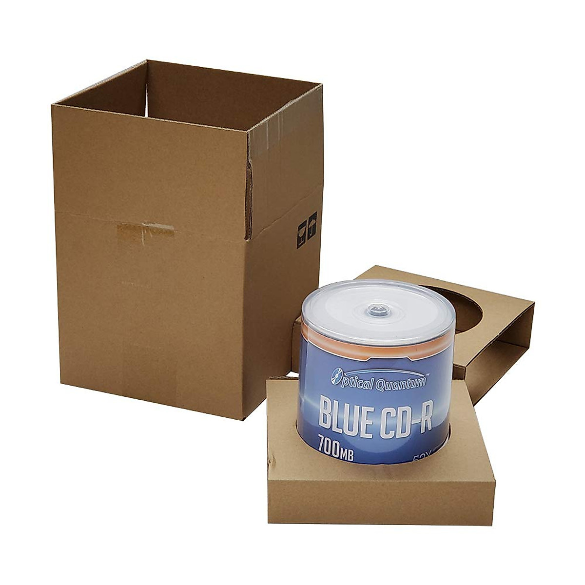 Optical Quantum Blue AZO CD-R 700MB 52X White Inkjet Hub Printable Blank Recordable Media Discs – 100pk Spindle for Music, Data, and Photo Storage