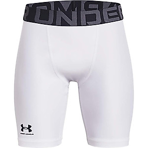 Under Armour Boys HeatGear Armour Shorts , White (100)/Black , Large