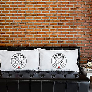 BoldLoft She's Mine I'm Hers Lesbian Couple Pillowcases-Lesbian Gifts for Girlfriend Wife Lesbian Couple Gifts Hers and Hers Gifts for Wedding Engagement Anniversary Valentines Day