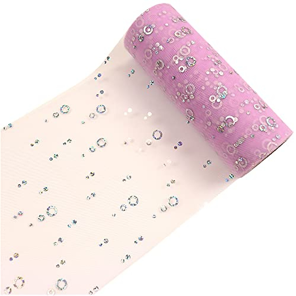 Yuanchuan Sequin Glitter Tulle Rolls 6 inch x 10 Yards (30 feet) Purple for Table Runner Chair Sash Bow Pet Tutu Skirt Sewing Crafting Fabric Wedding Unicorn Halloween Party Gift Ribbon (Purple)
