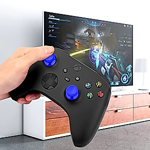 TOMSIN Replacement Joysticks for Xbox One Series X/S Controller,4PCS True Rubberized Thumbsticks Repair Kit for Xbox One Wireless Controller(Blue)