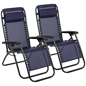 Patio Chair Outdoor Furniture Zero Gravity Chair Patio Lounge Camping Chair Set of 2 Recliner Adjustable Folding for Pool Side Camping Yard Beach