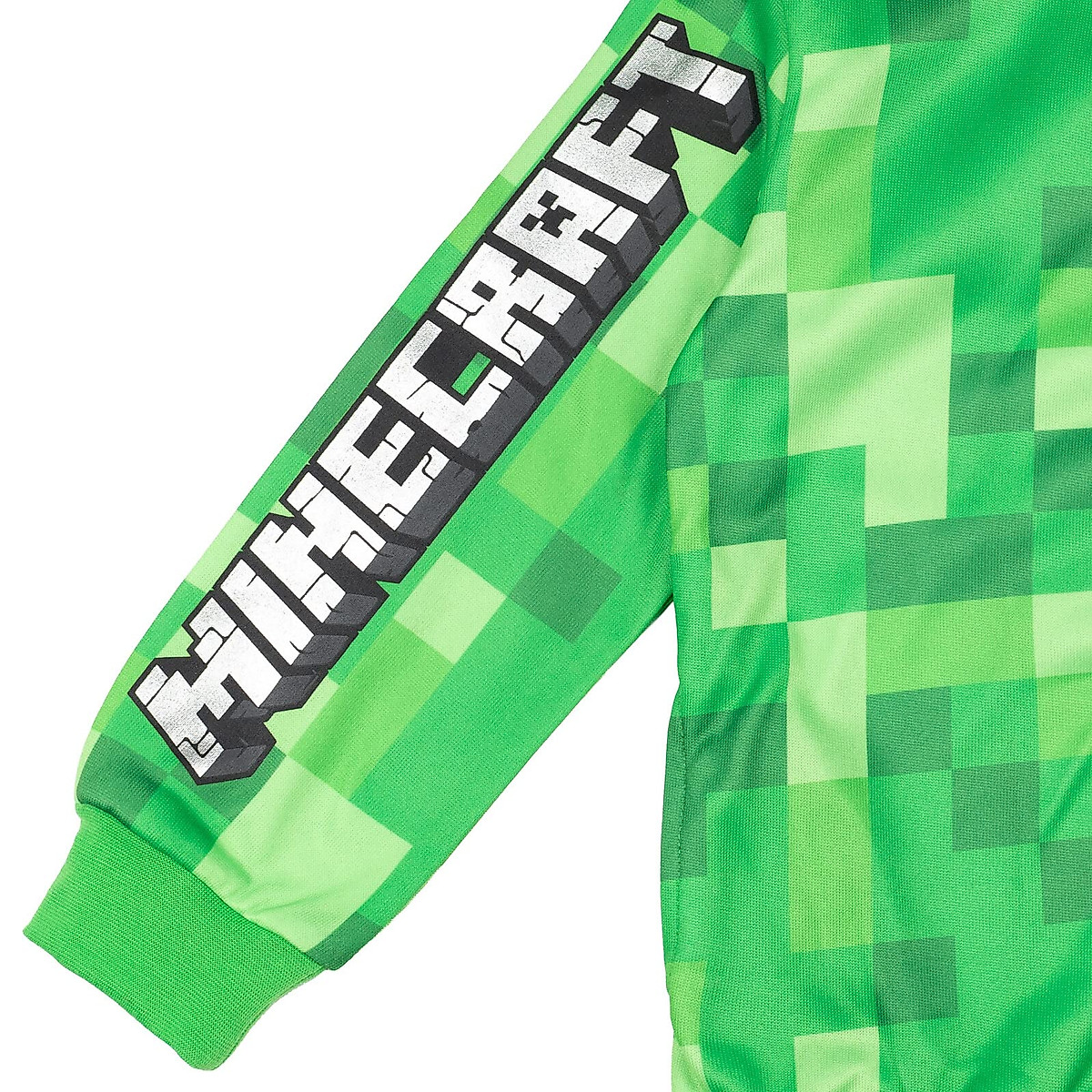 Minecraft Creeper Little Boys Fleece Zip Up Hoodie with Mesh Cosplay Hood Mask Green 4